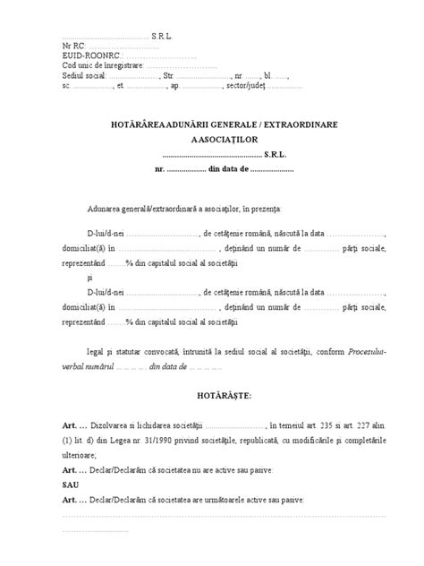 Hotarare Aga Model Pdf