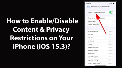 How To Enable Disable Content Privacy Restrictions On Your IPhone IOS YouTube