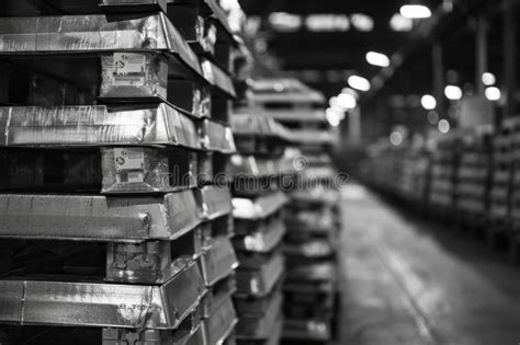 Stacked Metal Ingots In Industrial Warehouse Neural Network Ai Generated Stock Image Image Of