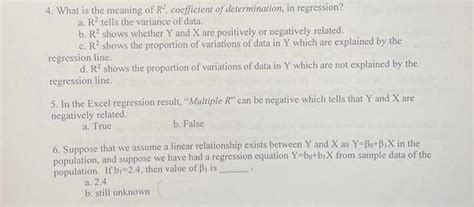 Solved 4 What Is The Meaning Of R2 Coefficient Of