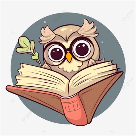 잎 클립 아트와 함께 책을 읽고 귀여운 올빼미 벡터 고립 된 만화 읽기 책 스티커 디자인 상표 Png 일러스트 및 벡터 에 대한 무료 다운로드 Pngtree