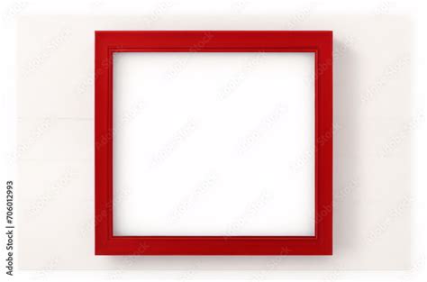 Realistic Empty Rectangular Red Frame With Passepartout On White