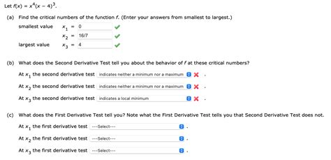 Doing The Second Derivative Test These Number Gave Me These Results But They Are Wrong What Am