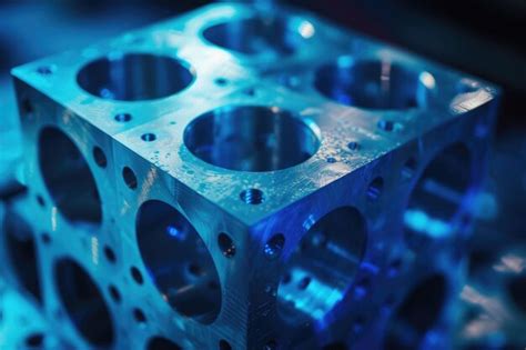 Metal Cube With Holes And Metric Thread Milled On Cnc Machine Premium Ai Generated Image