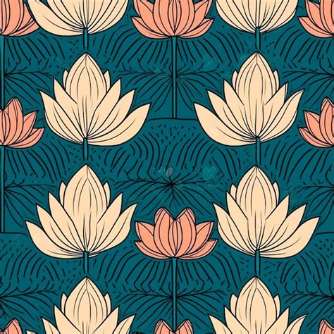 Premium Photo Lotus Pattern Simple Tileable