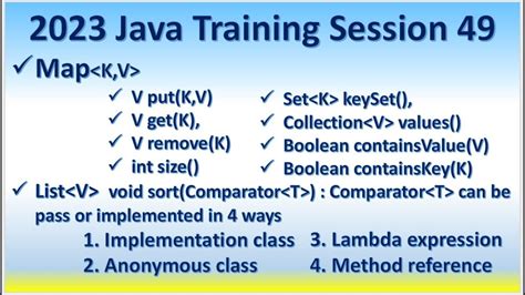2023 Java Training Session 49 Listv Mapkv Method Keyset Values Sortcomparatort