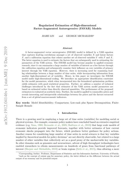 Regularized Estimation Of High Dimensional Factor Augmented Autoregressive Favar Models Deepai