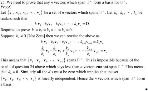 Linear Algebra Prove That Any N Vectors Which Span Mathbb R N
