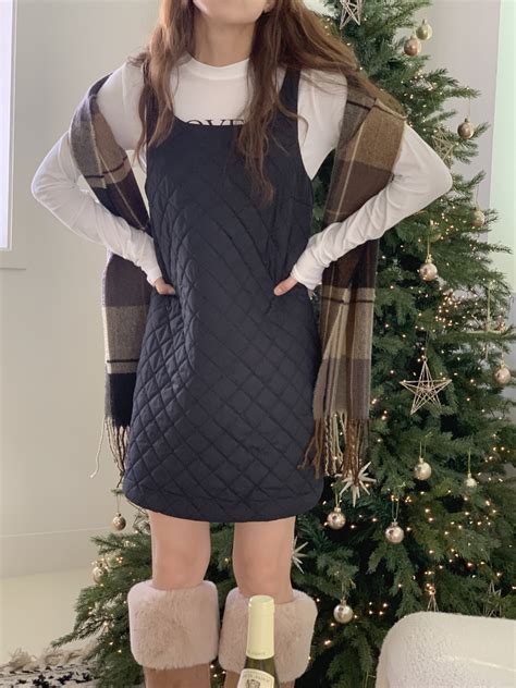 러브썬 러블리 퀼팅 누빔 레이어드 민소매 패딩원피스