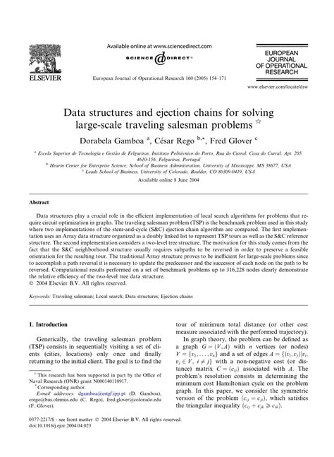 Pdf Data Structures And Ejection Chains For Solving Large Scale