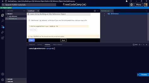 tutorial does not accept text written in readme md build an sql reference object backend