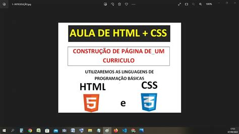 Aula 1 Construção De Currículo Em Htmlcss Youtube