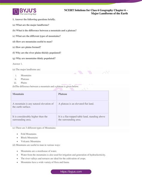 Ncert Solutions For Class 6 Geography Social Science Chapter 6 Major