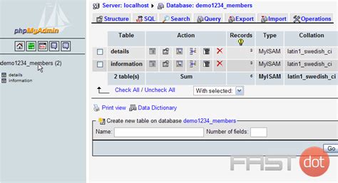 databases in phpmyadmin
