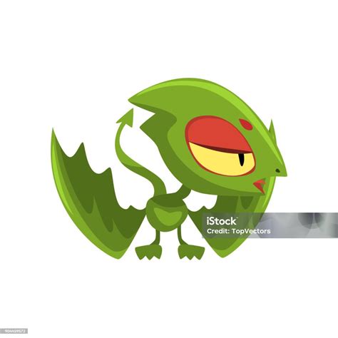 만화 아기 드래곤 그의 날개를 핥 아입니다 큰 머리 눈 긴 꼬리와 신화에 나오는 생물의 다채로운 문자입니다 스티커 모바일 평면 벡터 디자인 또는 컴퓨터 게임 0명에 대한