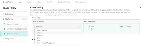 Kiosk Device Policy Xenmobile Server