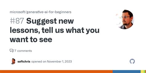 Suggest New Lessons Tell Us What You Want To See · Issue 87
