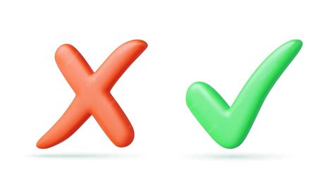 Premium Vector Green Tick Check Mark And Cross Mark Symbols Icon Element Simple Ok Yes No