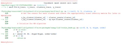 python memory error message when fitting mixed effect random forest
