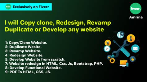 copy clone redesign or revamp website in html css and js by