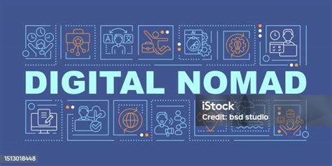 Digital Nomad Word Concepts Dark Blue Banner Stock Illustration Download Image Now Art
