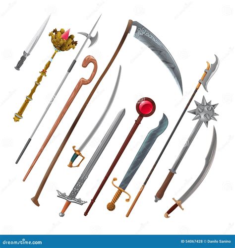 Set Of Different Weapons Stock Vector Illustration Of Ancient 54067428