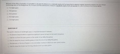 Solved Because Of The Effect Of Parallax It Is Possible To