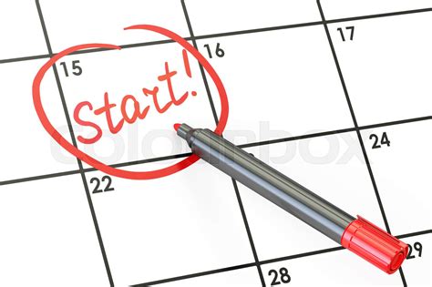 Start Date On Calendar Concept 3d Rendering Stock Image Colourbox