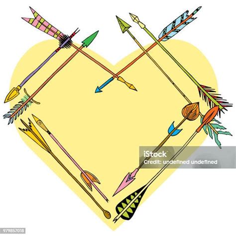 디자인 소박한 장식 화살표 히피 및 Boho 스타일 벡터 일러스트 레이 션에 대 한 화살표와 함께 손으로 그려진된 민족 프레임 0명에 대한 스톡 벡터 아트 및 기타 이미지