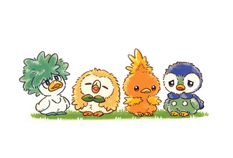 Rowlet Piplup Torchic And Quaxly Pokemon Drawn By Opipi Omame Danbooru
