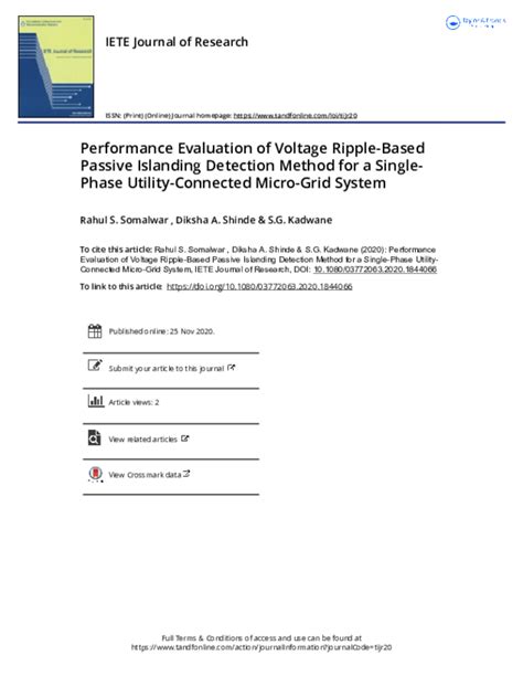 Pdf Performance Evaluation Of Voltage Ripple Based Passive Islanding Detection Method For A