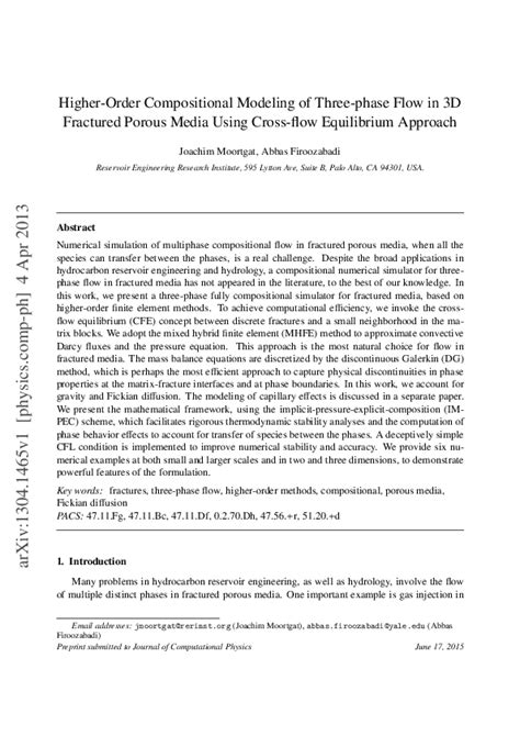 Pdf Higher Order Compositional Modeling Of Three Phase Flow In 3d Fractured Porous Media Based