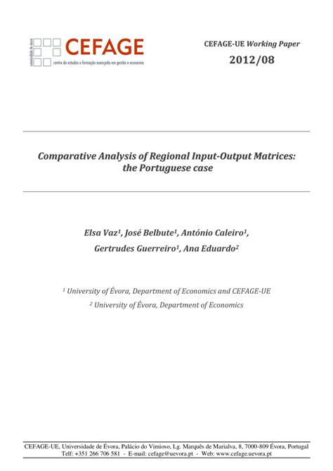 Pdf Comparative Analysis Of Regional Input Output Matrices The