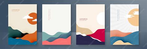 Premium Vector Japanese Background With Line Wave Pattern Vector Abstract Template With