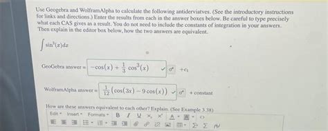 Solved Use Geogebra And Wolframalpha To Calculate The