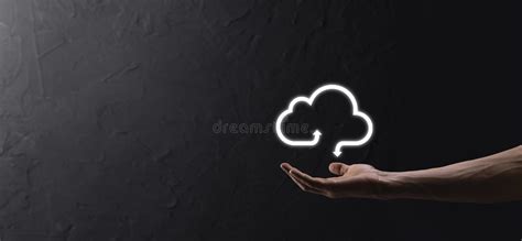 business woman holding icon cloud computing network and icon connection data information in hand