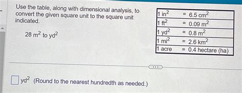 use the table along with dimensional analysis to convert the given