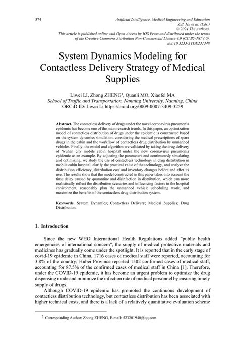 Pdf System Dynamics Modeling For Contactless Delivery Strategy Of Medical Supplies