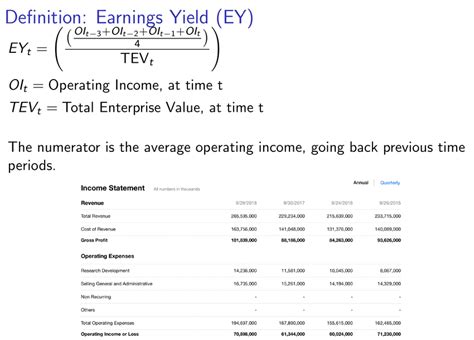 Calculating Earnings Yield Download Scientific Diagram