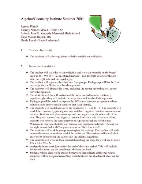 Isolating The Variable Lesson Plan For 9th Grade Lesson Planet