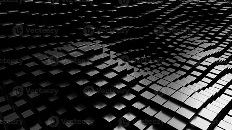 Abstract Background Of Random Black Cube Block Wave Pattern 3d Illustration Rendering 6860007
