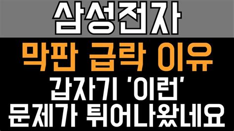 삼성전자 주가전망 막판 급락 이유 갑자기 이런 문제가 튀어나왔네요 Youtube