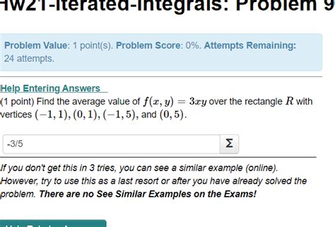 Solved Iw21 Iterated Integras Problem Problem Value 1