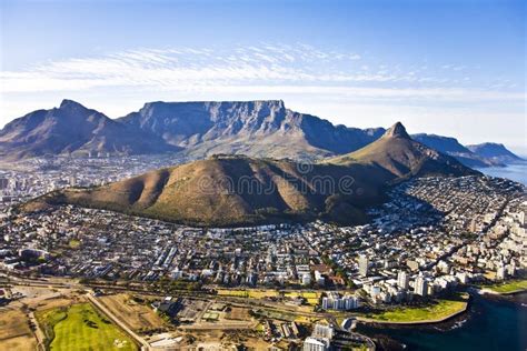 Cape Town And Table Mountain Aerial Stock Image Image Of Green Cape