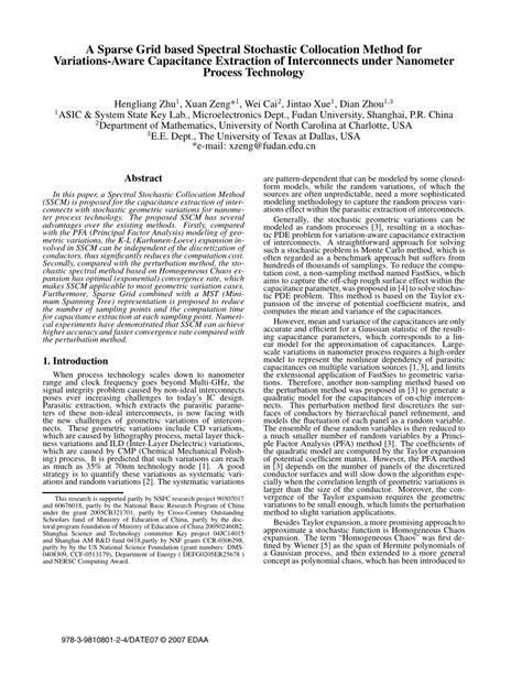 Pdf A Sparse Grid Based Spectral Stochastic Collocation Method For Variations Aware