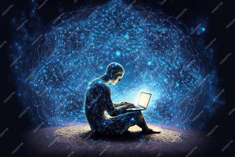 Premium Ai Image Illustration Of Person In Multiverse Big Data Internet Network Connection