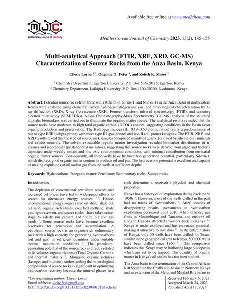 Pdf Multi Analytical Approach Ftir Xrf Xrd Gc Ms Characterization Of Source Rocks From
