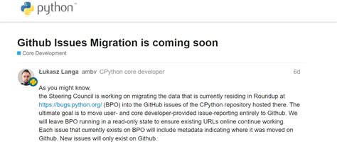 Ditching The Official Site Python Migrates All Bugs To Github Sobyte