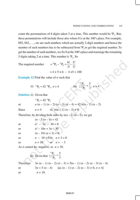 Permutations And Combinations Ncert Book Of Class 11 Mathematics