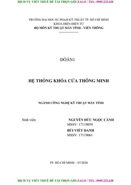 Hệ Thống Khóa Cửa Thông Minh Dùng Arduino Nguyễn Đức Ngọc Cảnhdoc